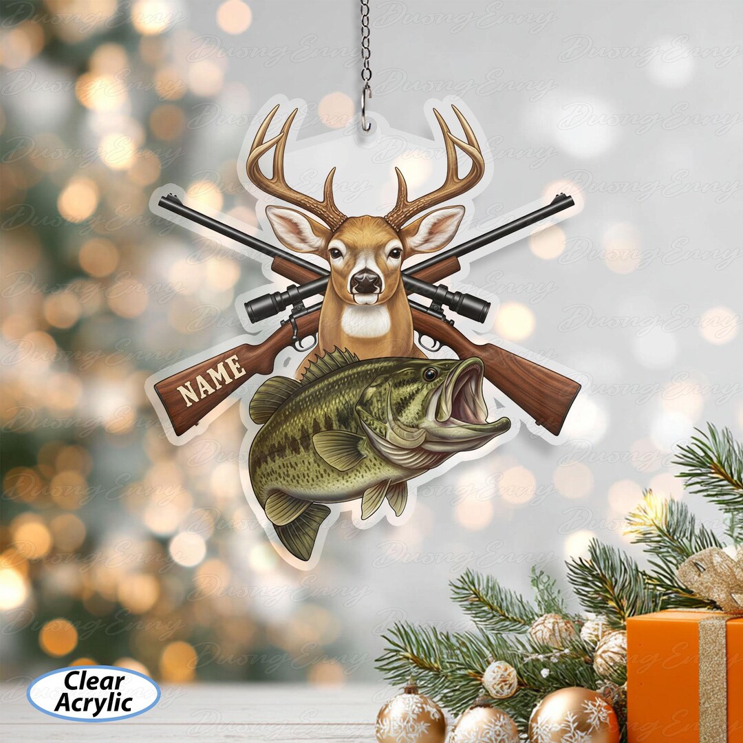 Personalized Hunting Christmas Tree Ornament, Custom Outdoors Sportsman ...