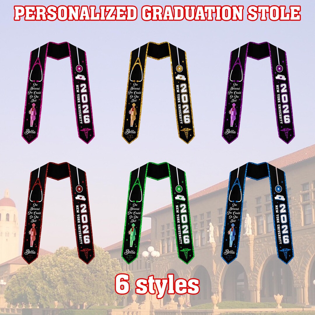 Custom Registered Nurse BSN MSN Grad Stole, Class of 2026 Healthcare ...