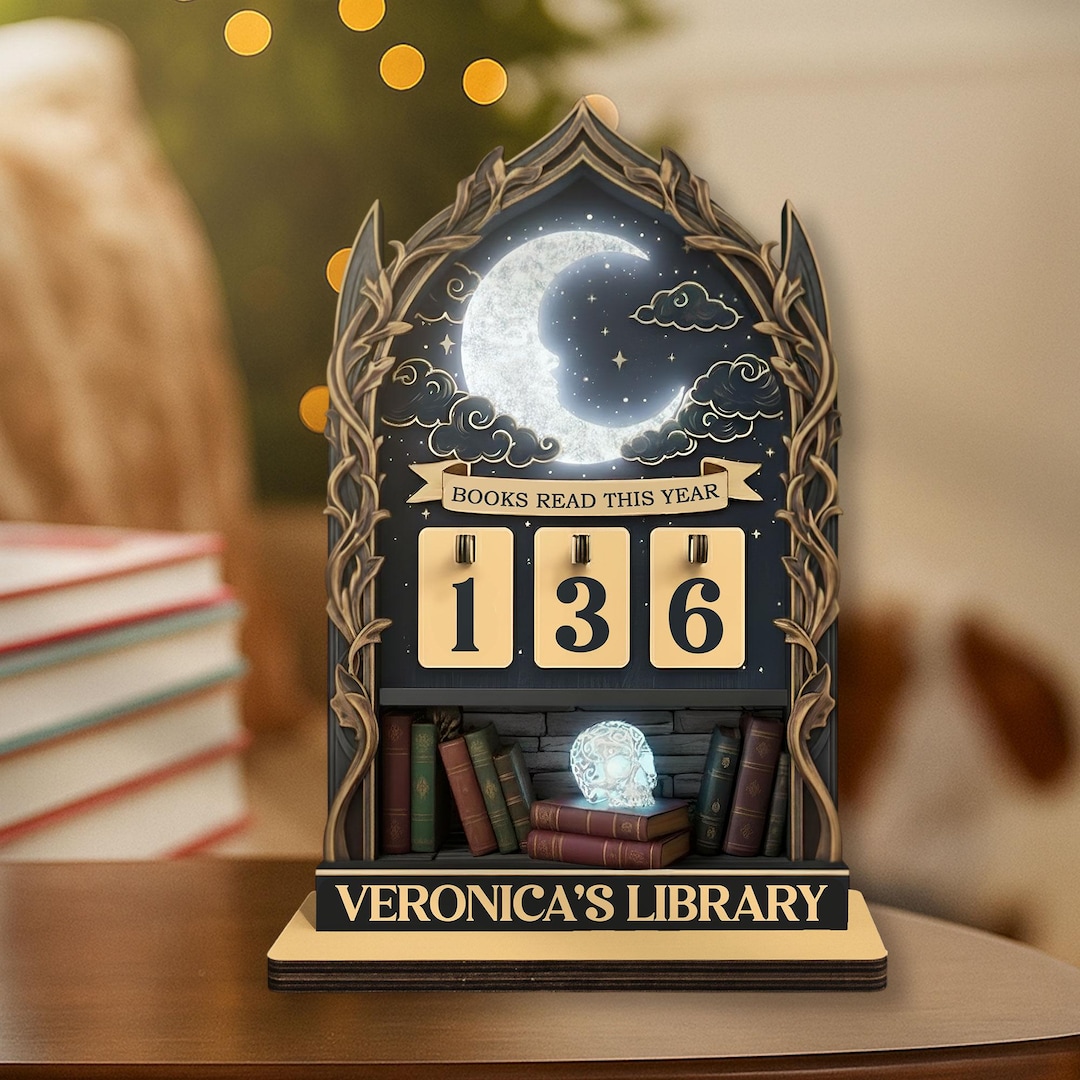 Custom Moody Whimsical Book Tracker, Moon Skull Reader Tracker, Book ...