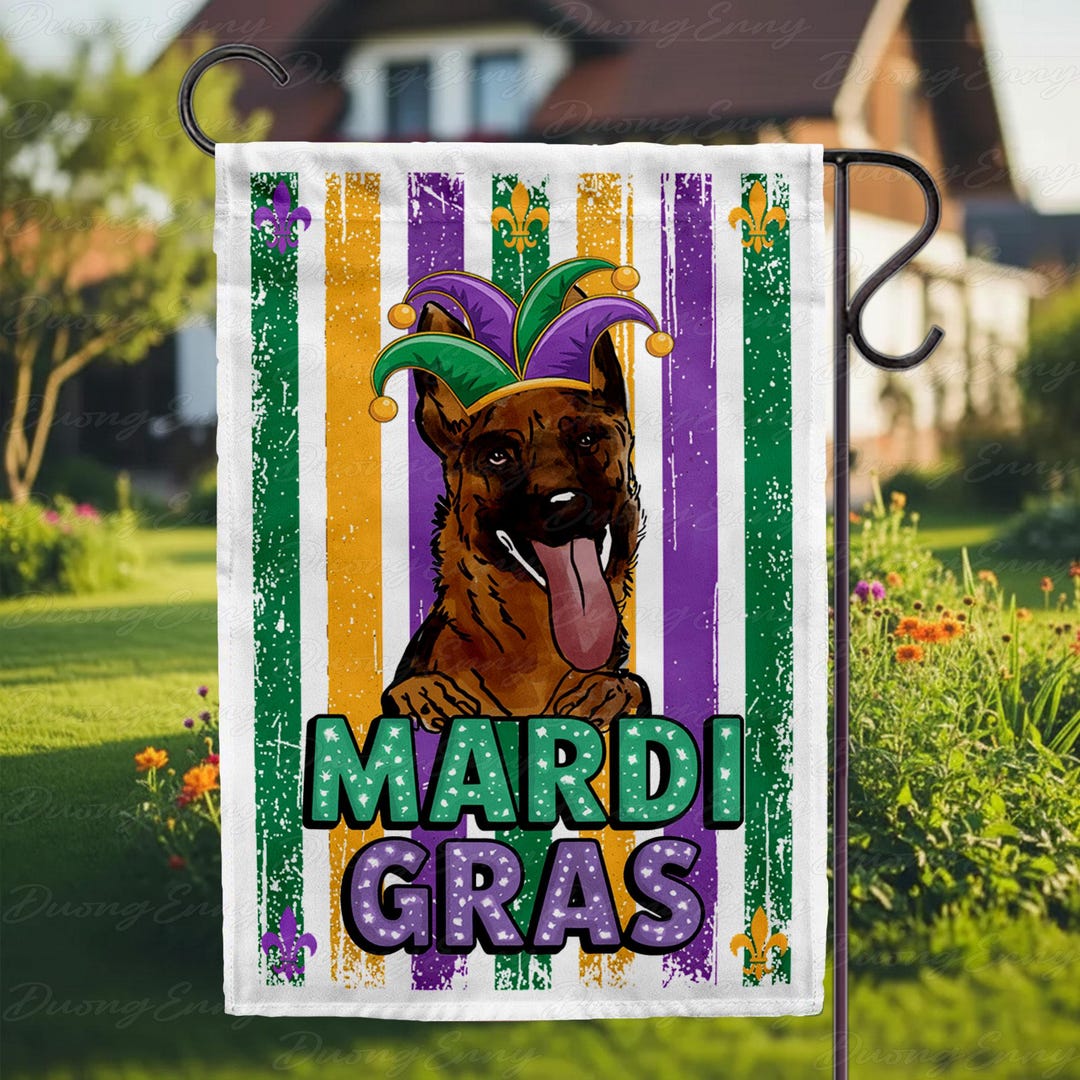 Mardi Gras Jester Shepherd Yard Flag, German Shepherd Party Pup Flag ...