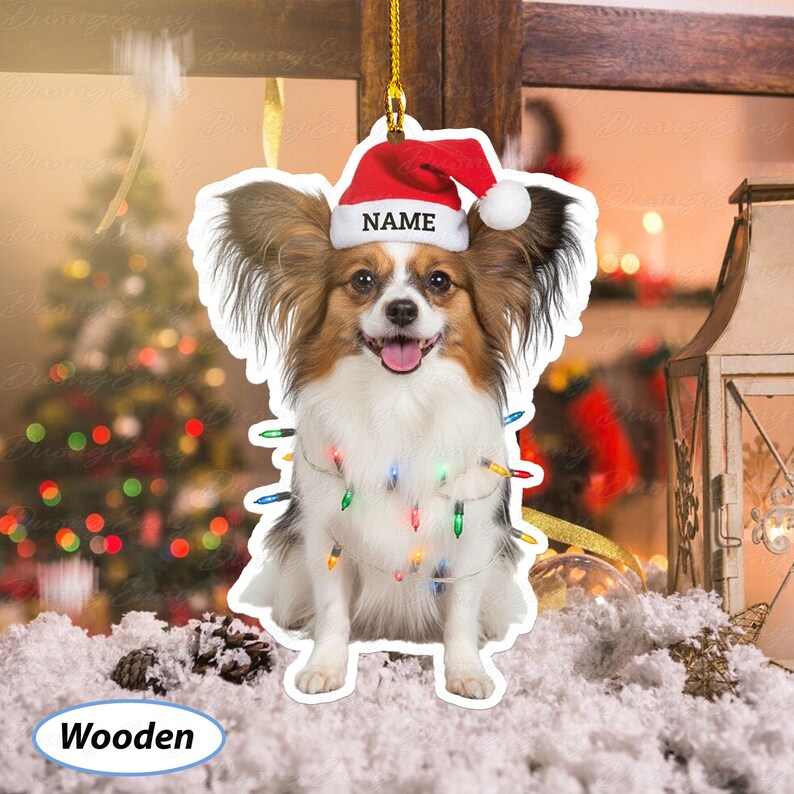 Christmas Ornament Papillon Breed Customizable, Papillon Holiday ...