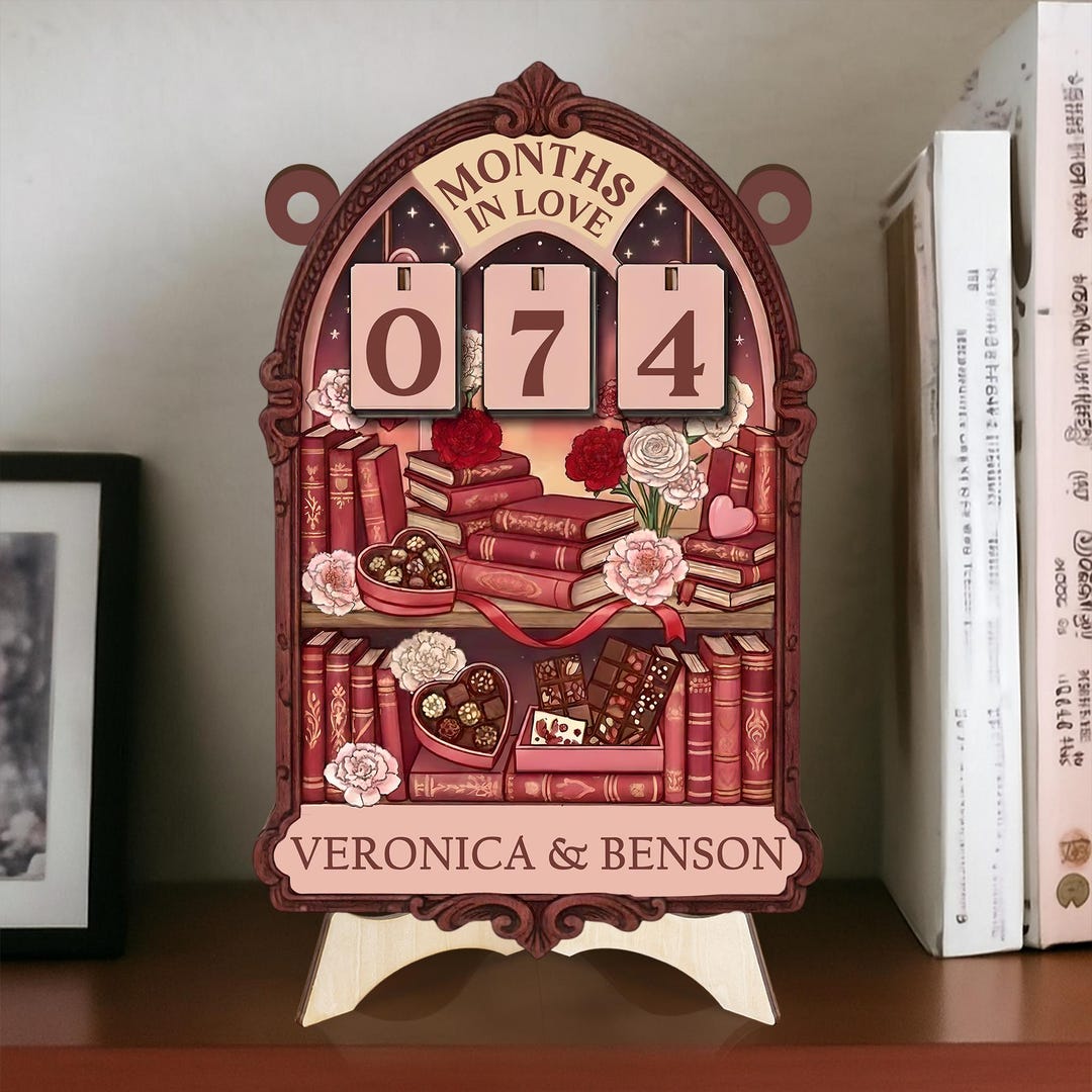Romantic Reading Counter With Names, Custom Engraved Names Book Counter ...
