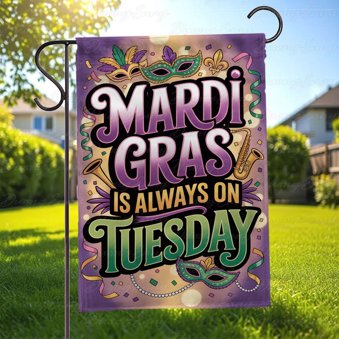 Mardi Gras Tuesday Mood Flag, New Orleans Tuesday Parade Flag, Carnival ...