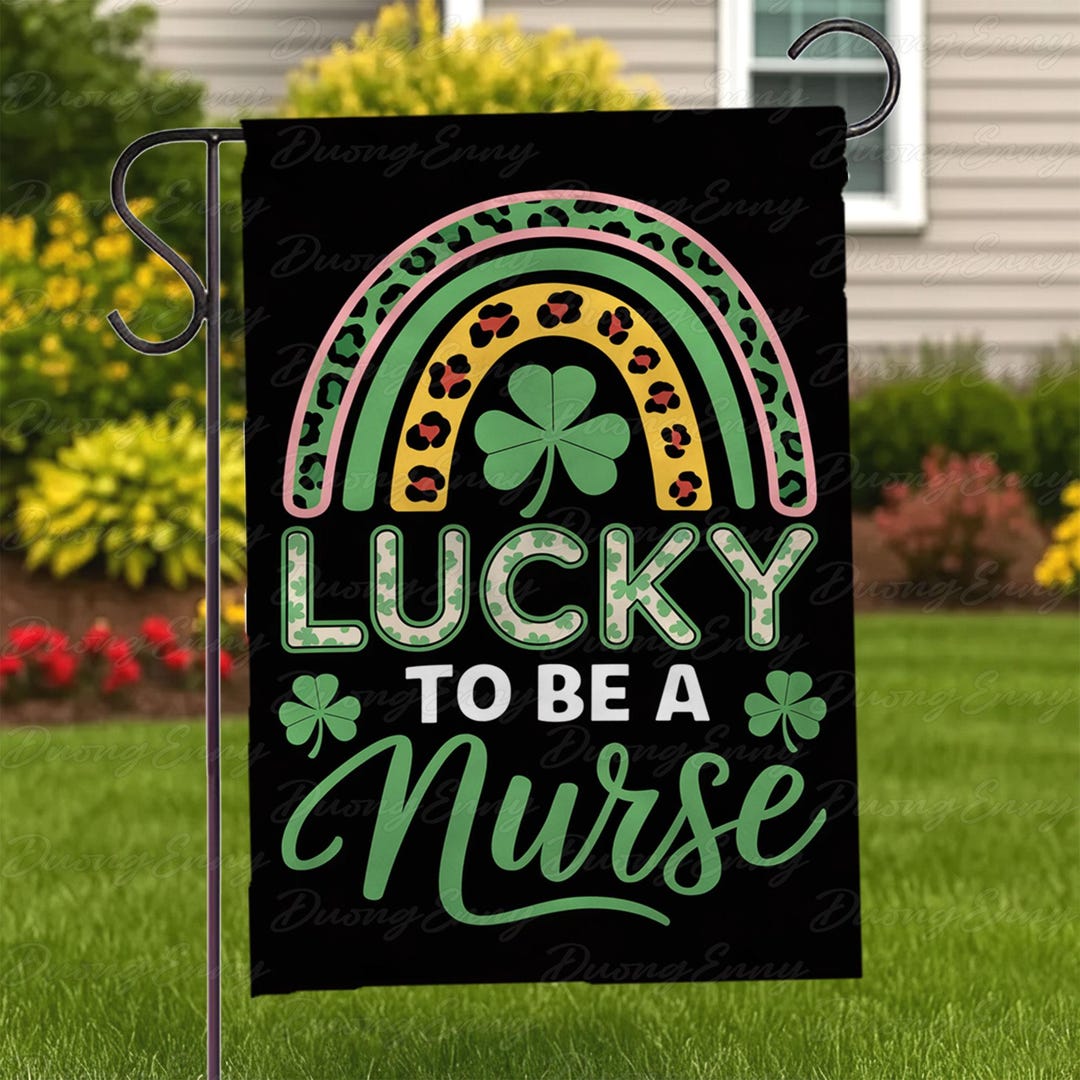 Irish Nurse Clover House Flag, St Paddy Lucky Nurse Gift Flag ...