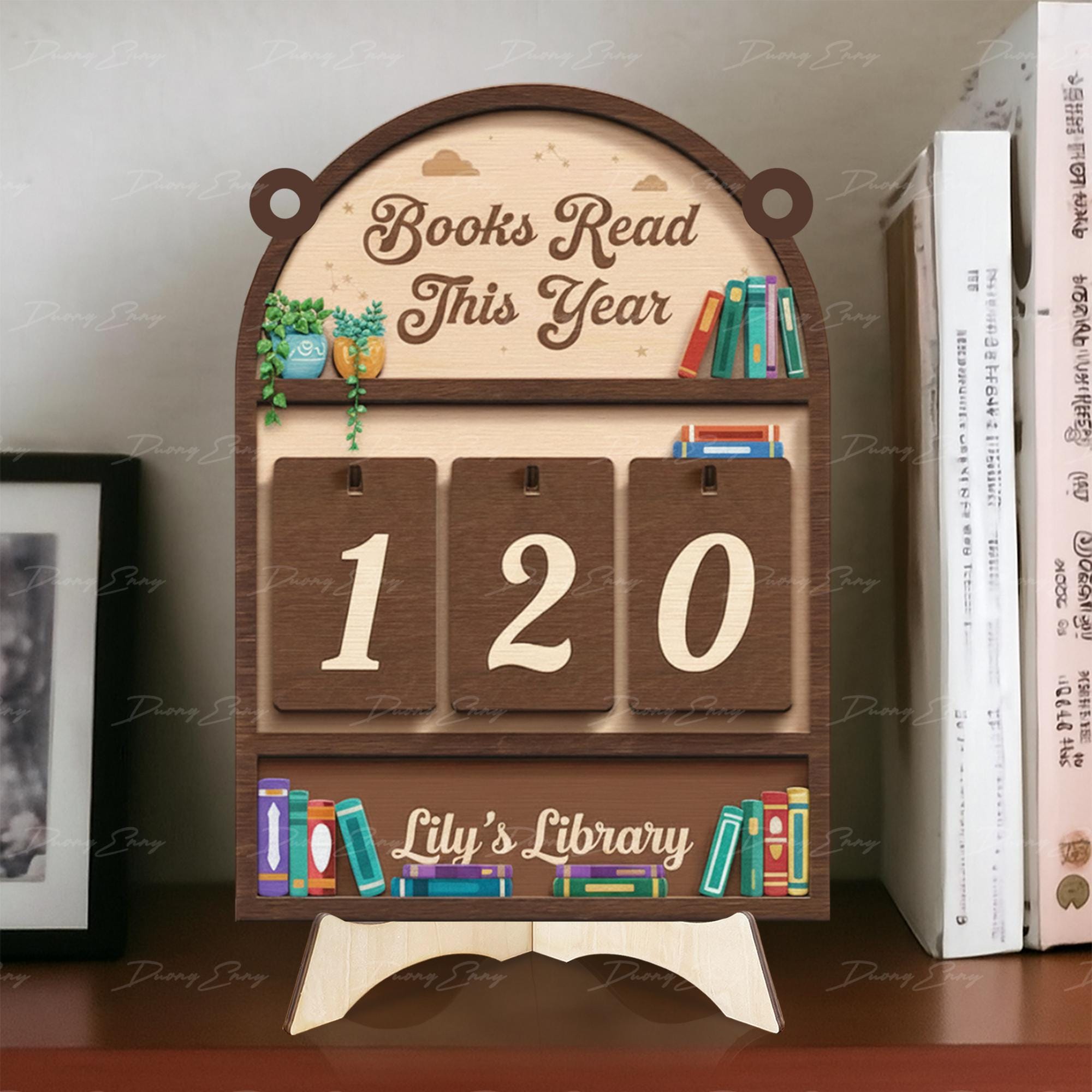 Vintage Book Read Tracker Custom Name, Books Read This Year Wooden ...