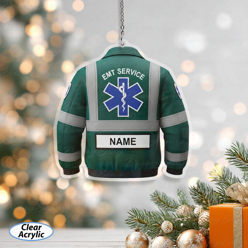 EMT Jacket Ornament With Custom Name, Rescue Worker Christmas Ornament ...
