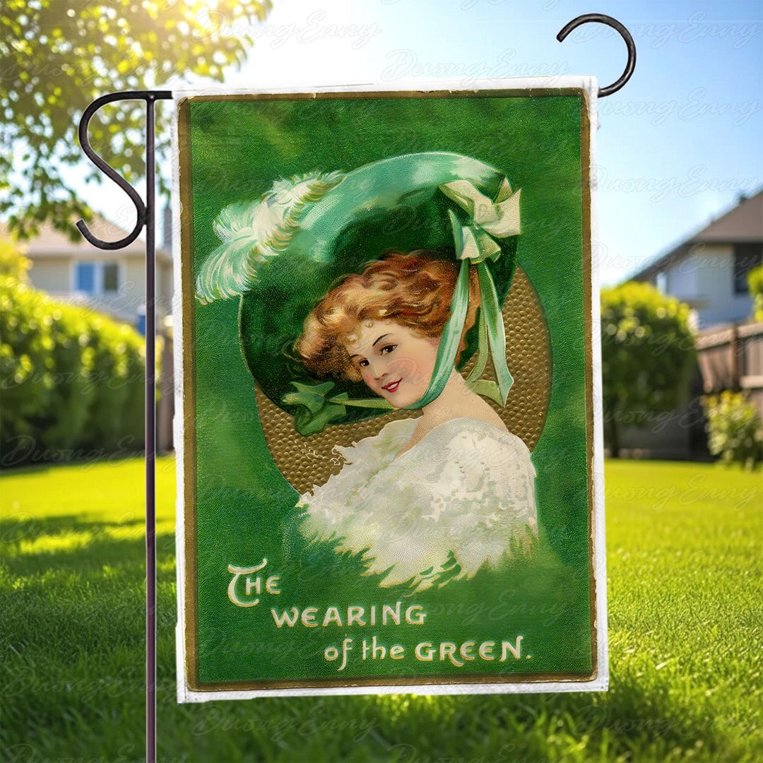 Victorian Irish Charm St Paddy Flag, Old World St Patrick Lady Flag ...