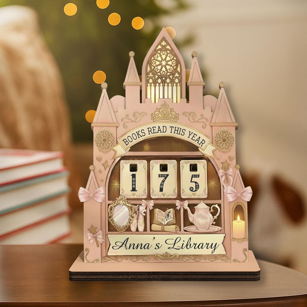 Custom Pink Princess Castle Reader Tracker, Book Read This Year Counter ...
