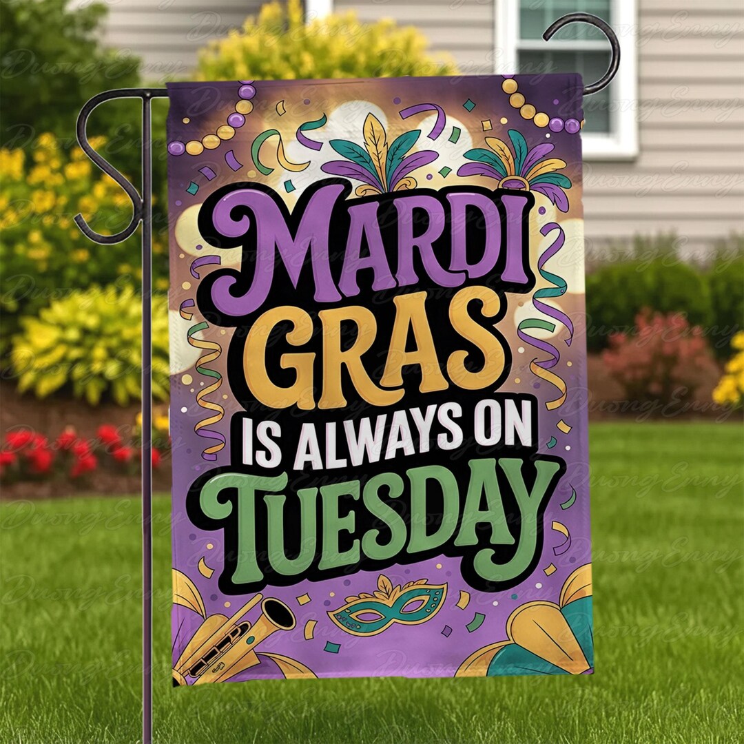 Mardi Gras Tuesday Celebration Flag, Carnival Season Mardi Gras Flag ...
