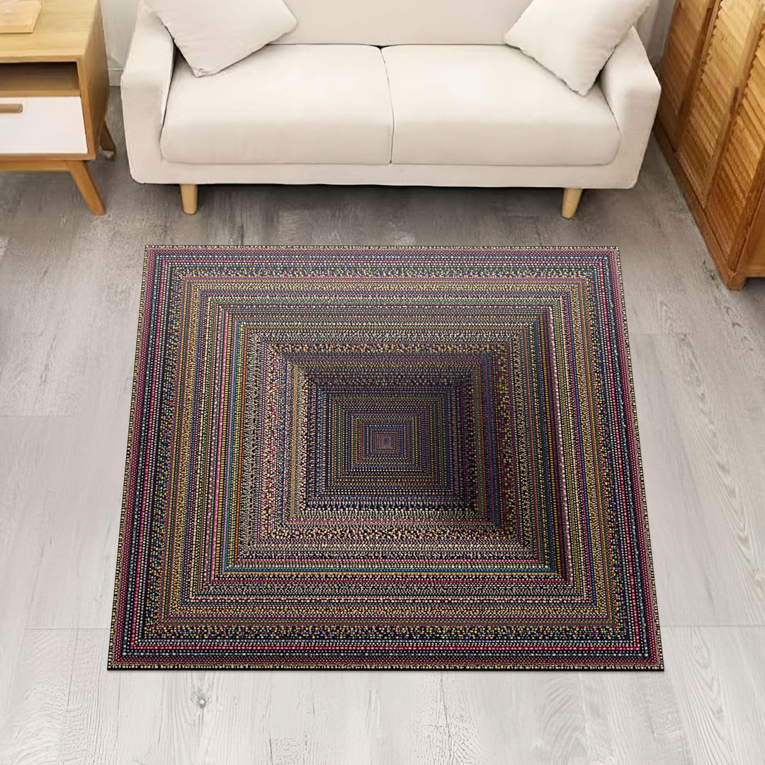 Hole Optical Illusion 3D Printed Rug, Colorful Geometric Hole Rug ...