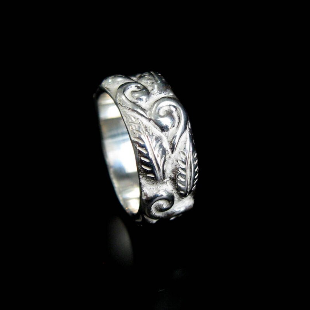 Sterling Silver Leaf and Filigree Ring - Etsy