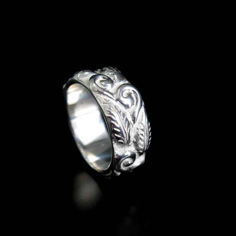 Sterling Silver Leaf and Filigree Ring - Etsy