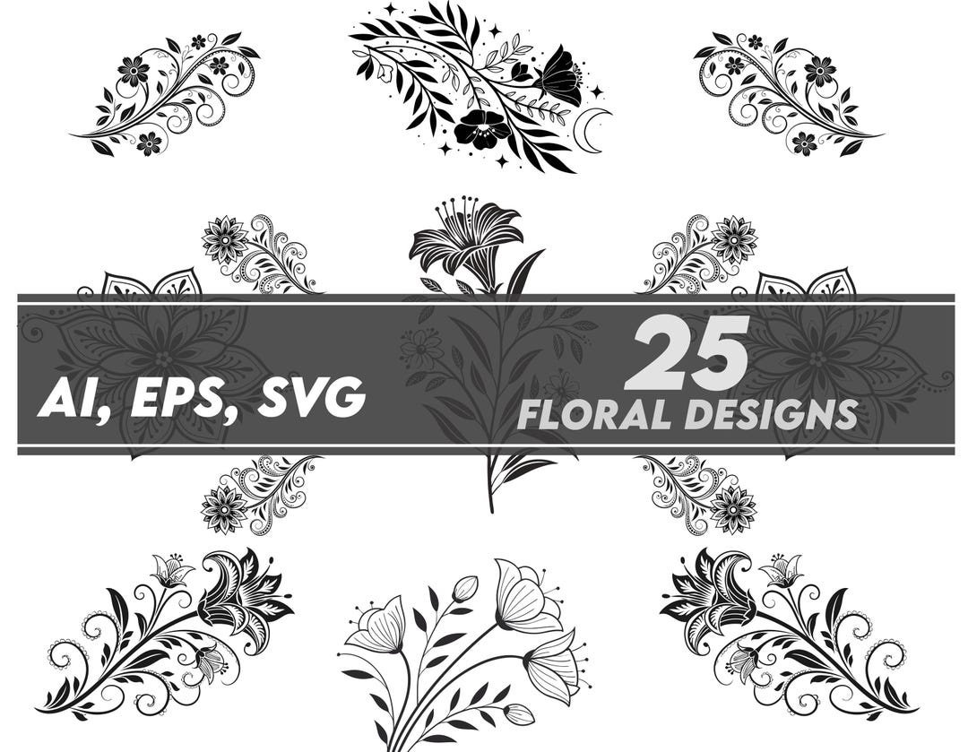 25 Decorative Floral Designs – Elegant Botanical Clipart & Ornamental ...