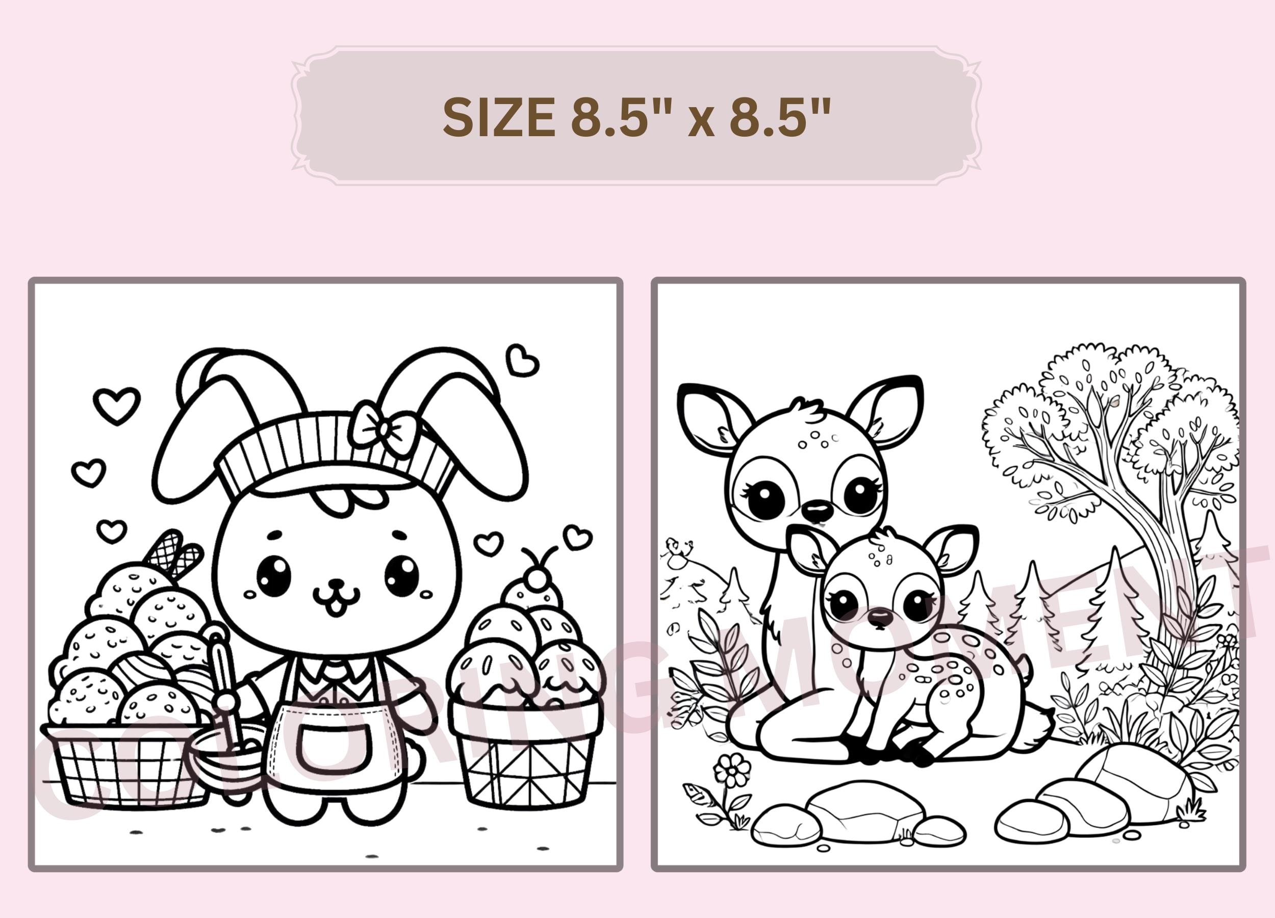 Kawaii Animal Coloring Pages, 10 Cute Pets in Fun Activities, Simple ...