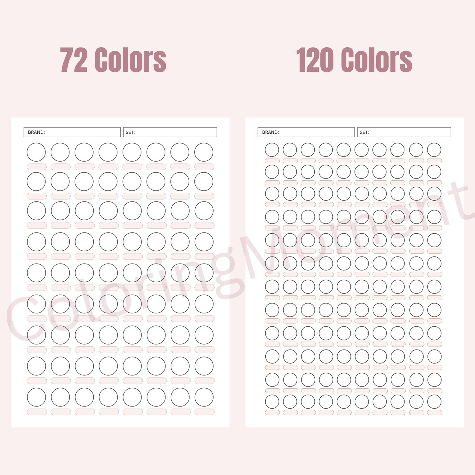 Digital Color Swatch Template, Alcohol Marker Swatch Chart, Printable ...