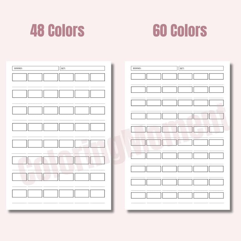 Printable Coloring Swatch Chart, Alcohol Marker Printable Swatch Chart ...