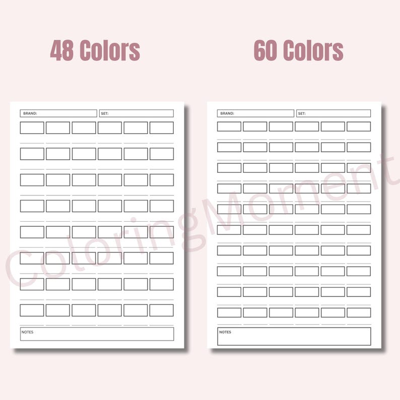 Printable Coloring Swatch Chart, Alcohol Marker Swatch Chart, Alcohol ...