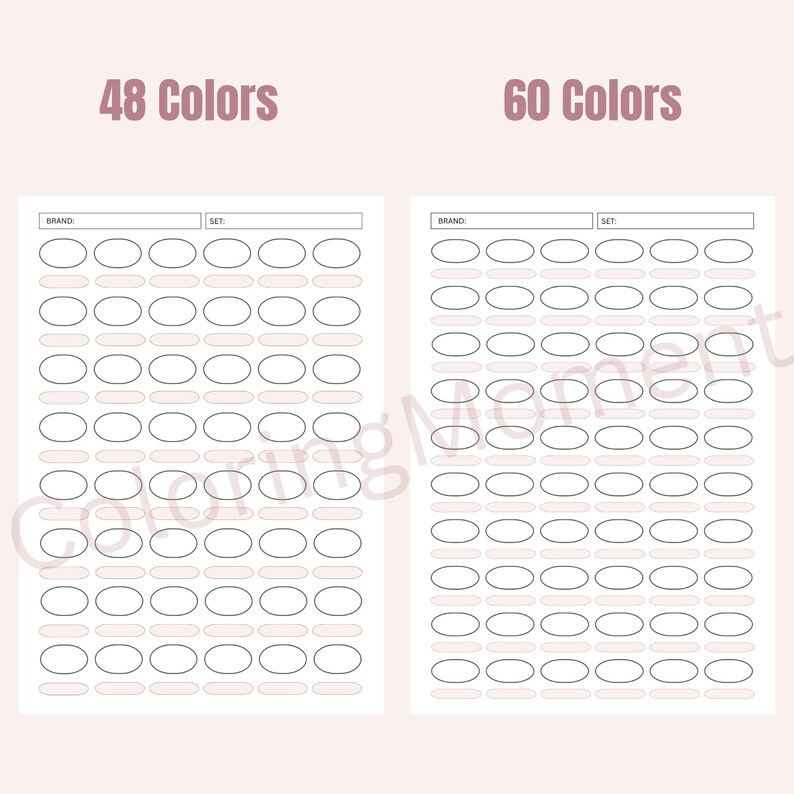 Digital Color Swatch Template, Alcohol Marker Swatch Chart, Printable ...
