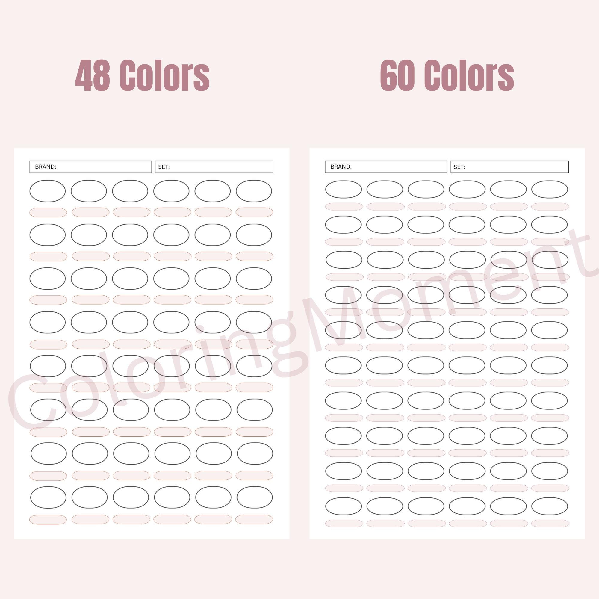 Digital Color Swatch Template, Alcohol Marker Swatch Chart, Printable ...
