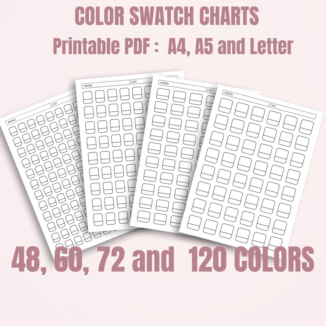 Digital Color Swatch Template, Printable Swatch Chart, Swatch Test ...
