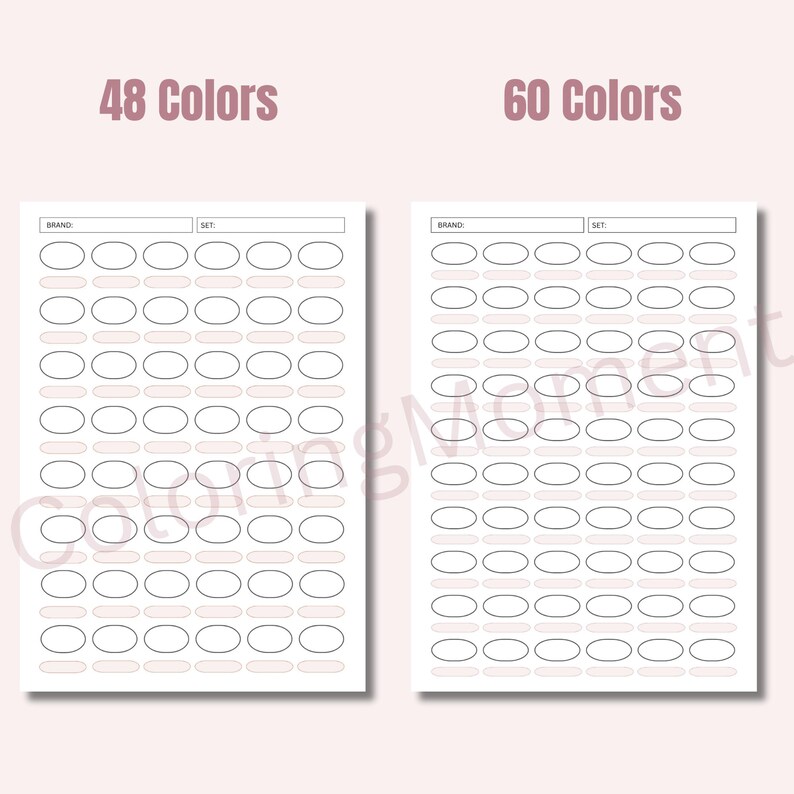 Color Palette Swatch Sheet, Printable Coloring Swatch Chart, Alcohol ...