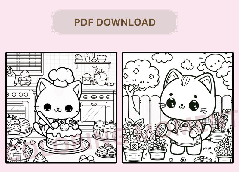 Printable Coloring Pages for Kids, 6 Cute Pet-themed Designs | Digital ...