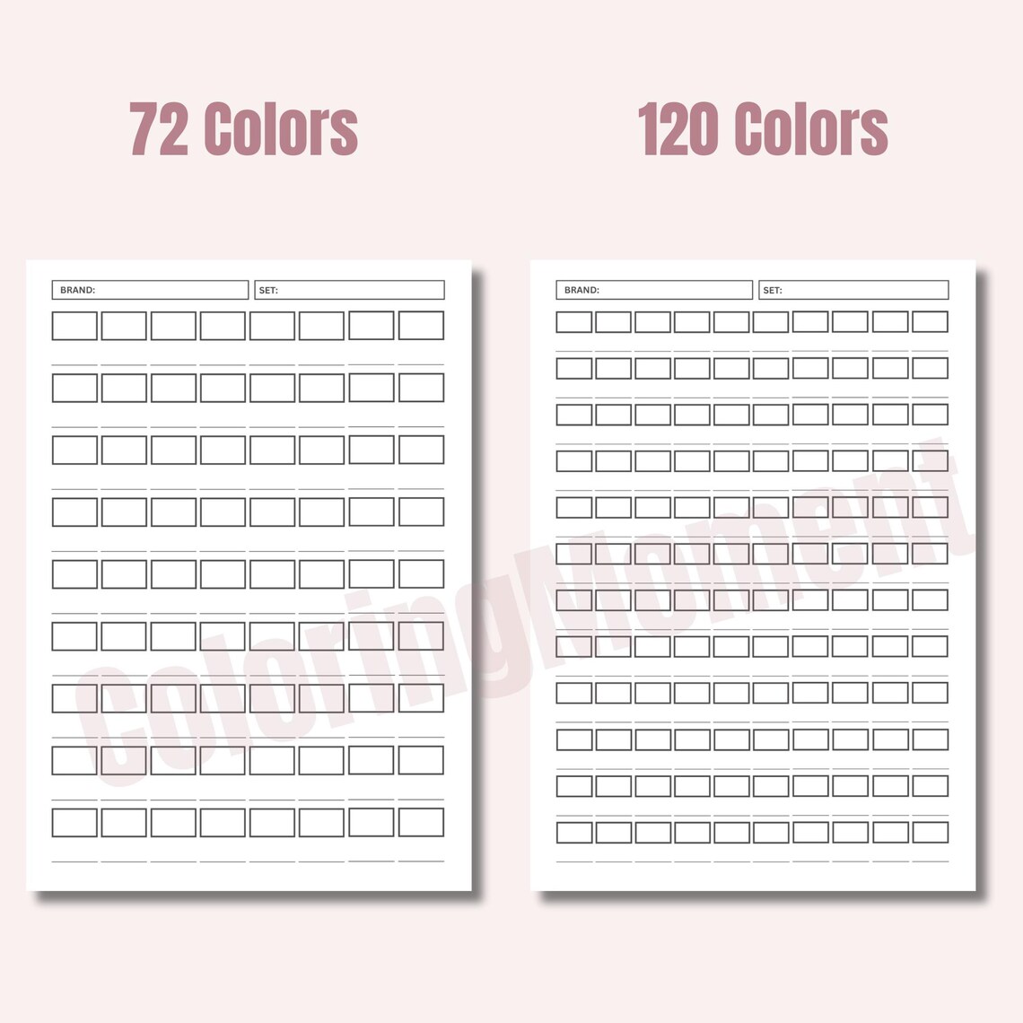 Printable Coloring Swatch Chart, Alcohol Marker Printable Swatch Chart ...