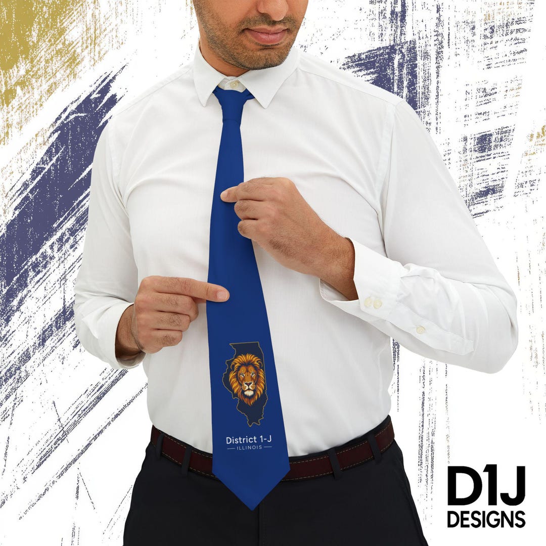 Illinois Lion Emblem Royal Blue Necktie - Lions Club District 1J Tie ...