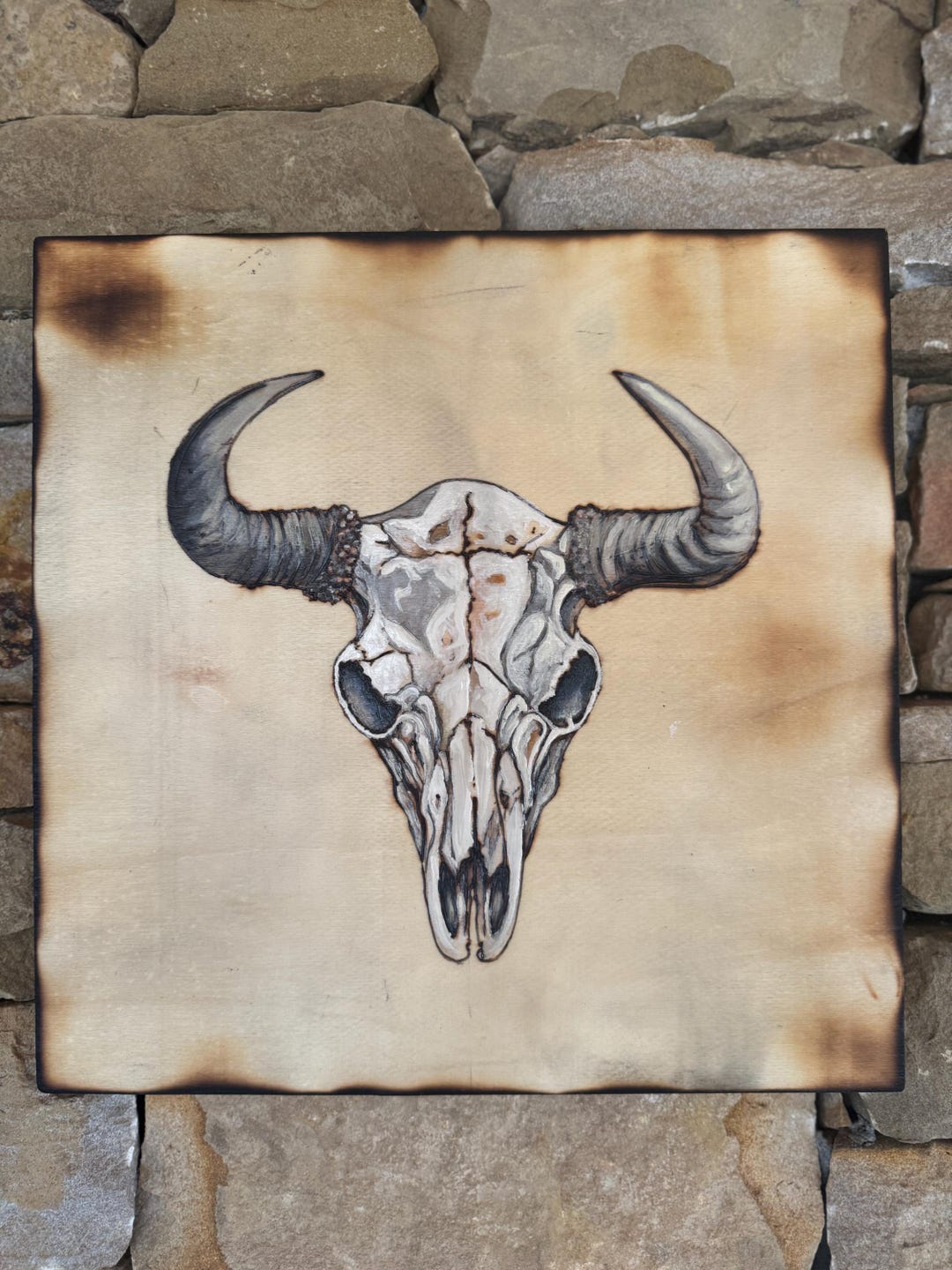 Wood-burned Buffalo Skull - Etsy