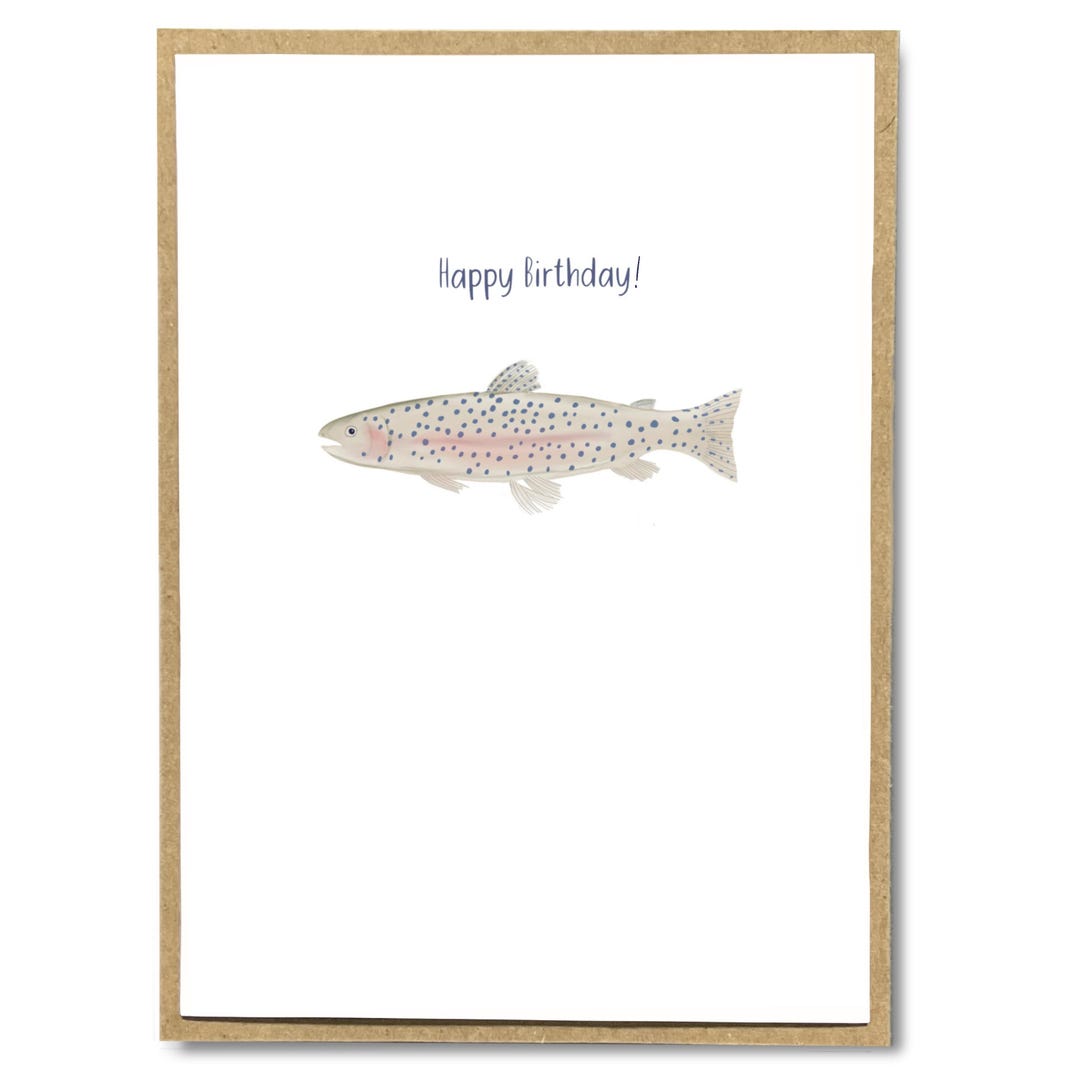 Rainbow Trout Birthday Card, Fishing Birthday Card, Trout Greeting Card ...