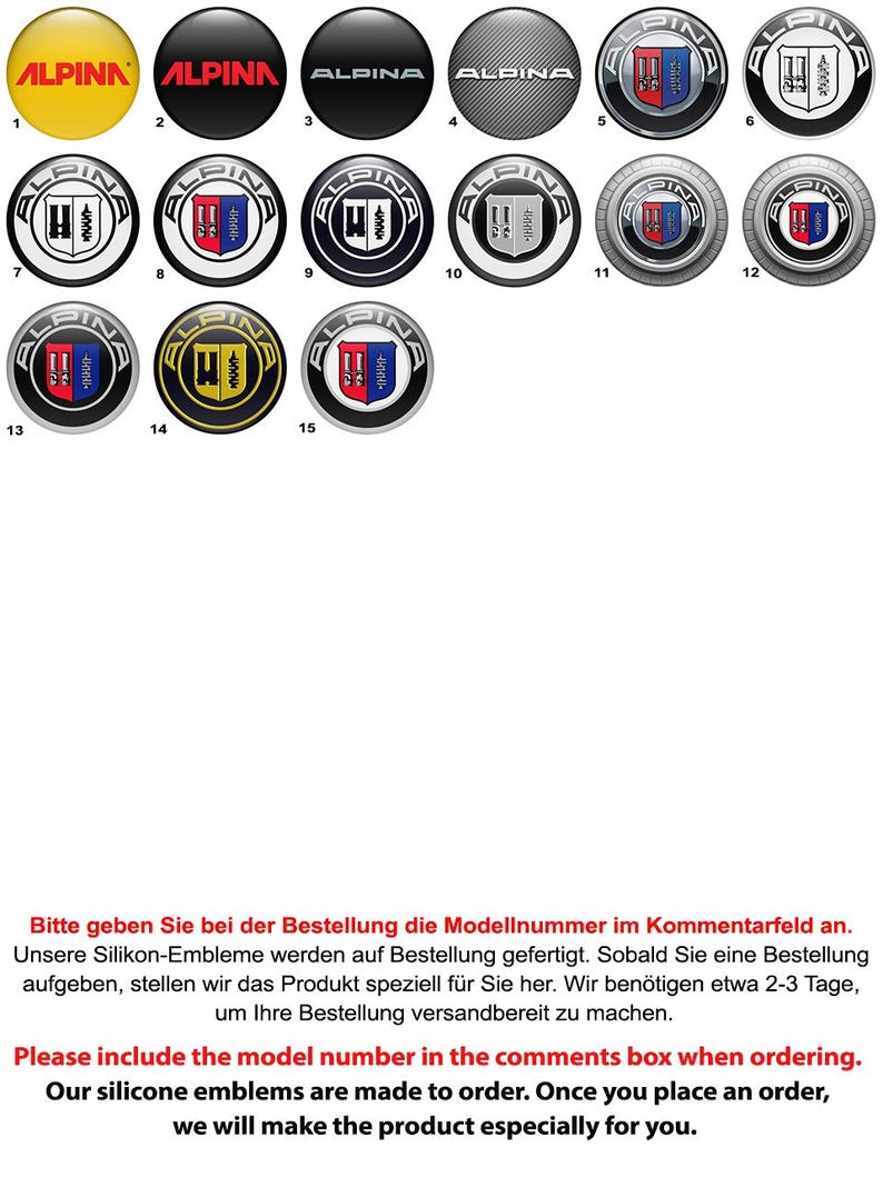 Alpina Wheel Emblem Sticker for Wheel Center Hub Caps Emblem Decal Rims ...