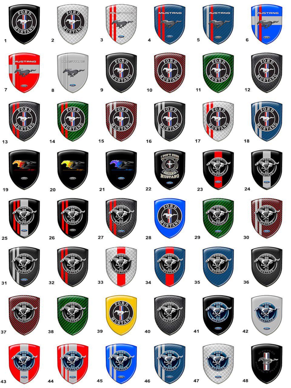 Ford Mustang Domed Emblem - Shield Car Badge - 3D Epoxy Sticker ...