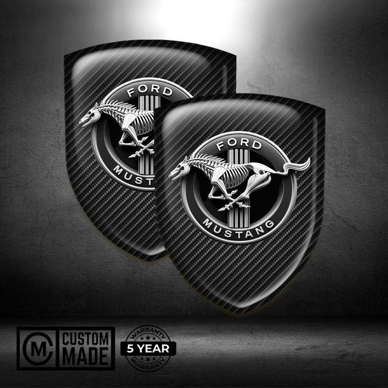 Ford Mustang Domed Emblem - Shield Car Badge - 3D Epoxy Sticker ...
