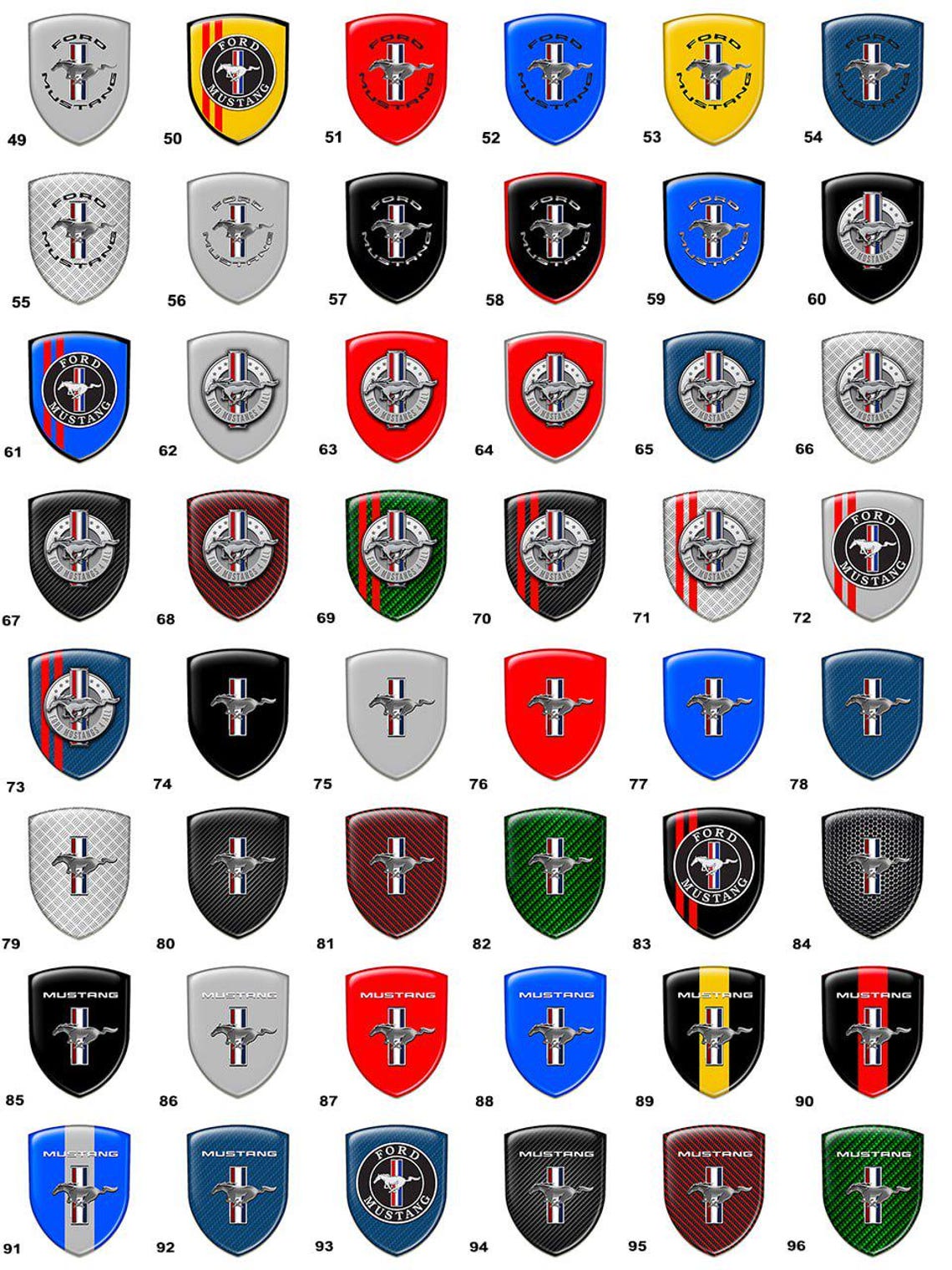 Ford Mustang Domed Emblem - Shield Car Badge - 3D Epoxy Sticker ...