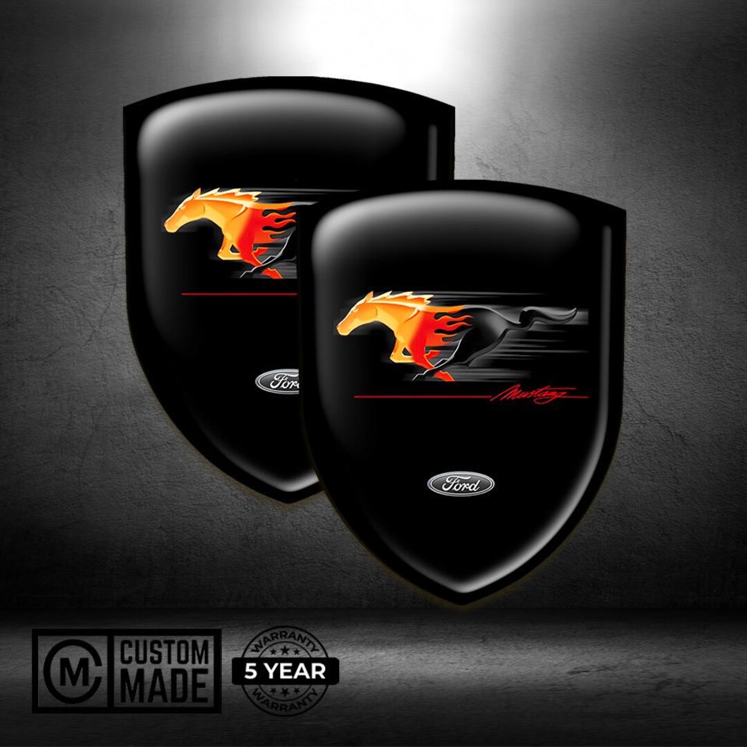 Ford Mustang Domed Emblem - Shield Car Badge - 3D Epoxy Sticker ...