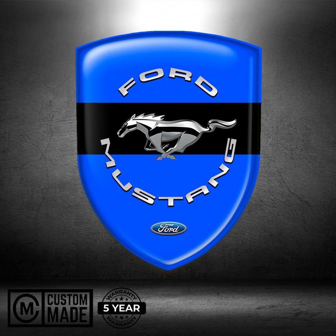 Ford Mustang Domed Emblem - Shield Car Badge - 3D Epoxy Sticker ...