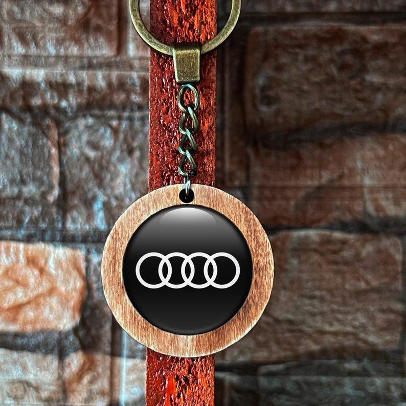Audi Keychain - Metal, Leather and Wood Key Fob | Vintage Car Key ...
