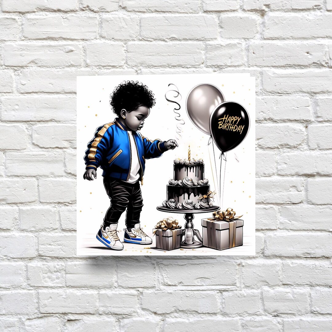 Black Boy Birthday Card: Ethnic Kids Greeting Card - Etsy