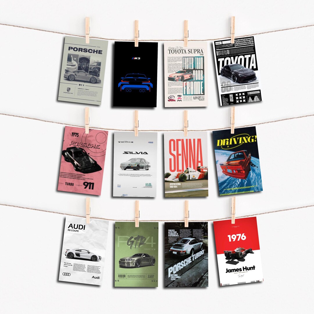 50 Sports Car Poster Set,pack Supercar Prints, Exotic Car Wall Art ...