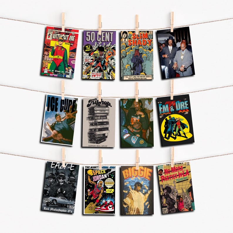 50 Hip-hop Poster Set,pack Rap Art Prints, Vintage Hip-hop Wall Decor ...