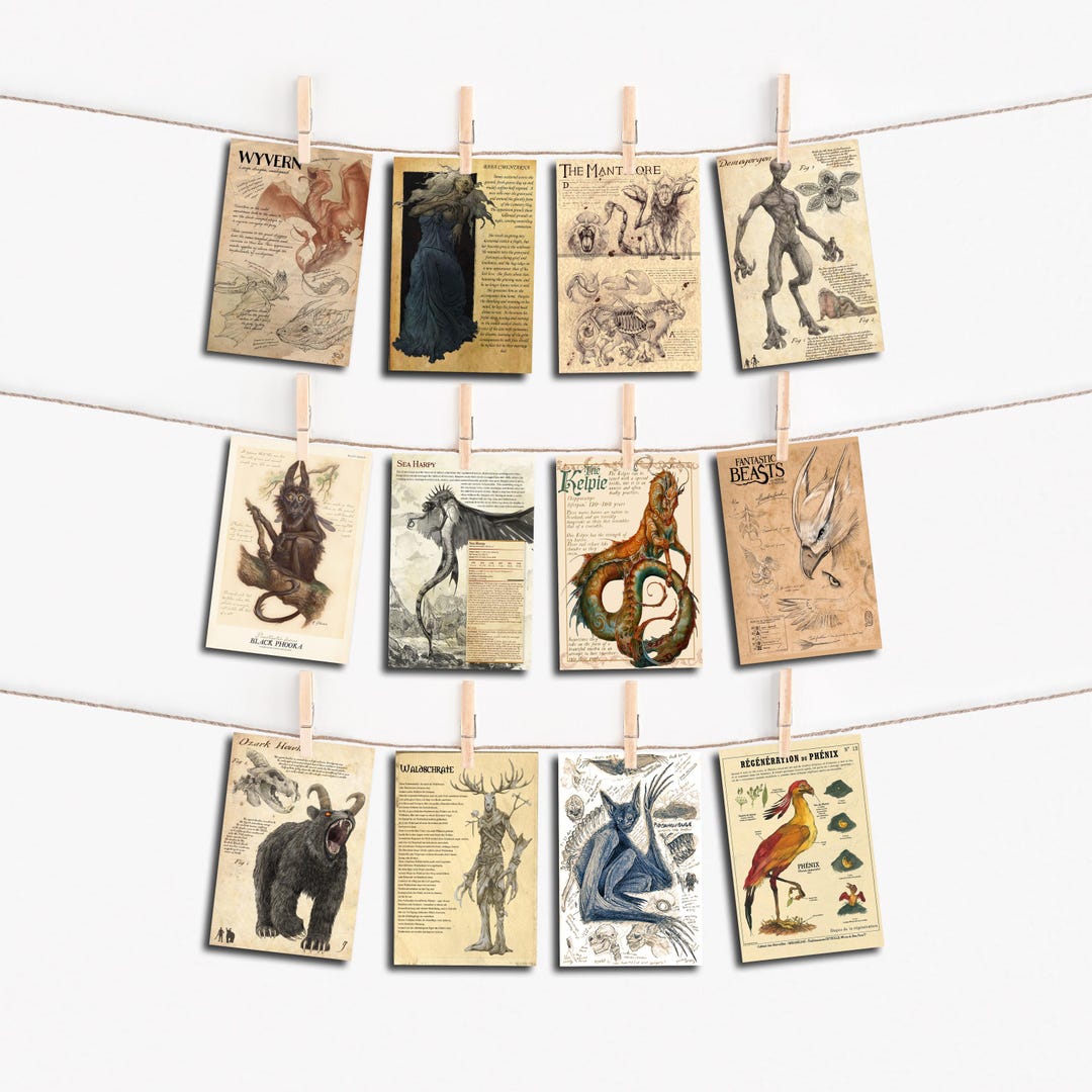 Set of 50 Mythical Creatures Posters – 4x6 Fantasy Wall Art Prints for ...