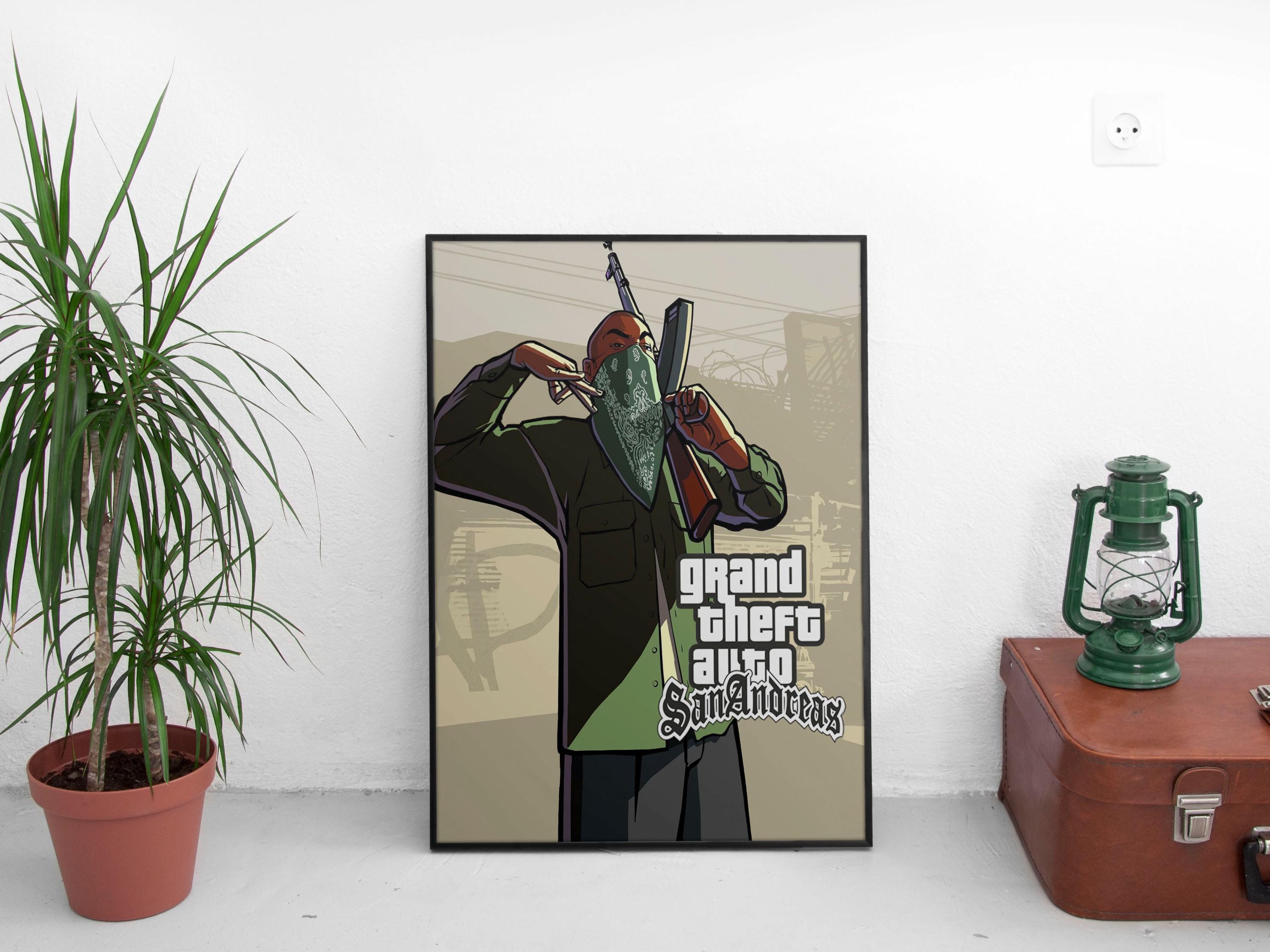GTA San Andreas Poster, Gaming Wall Art, Rockstar Games Print, Retro ...