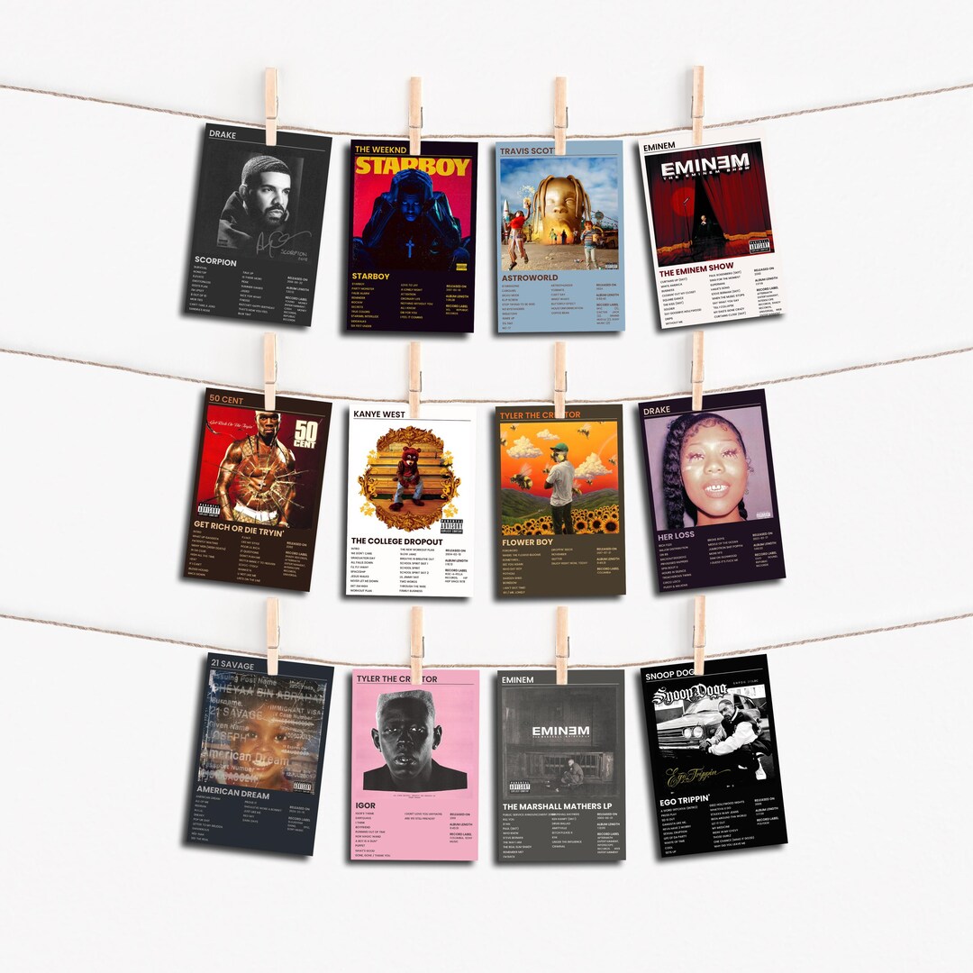 Set of 50 Hip-hop Album Cover Posters – 4x6" Mini Rap Wall Art Prints ...