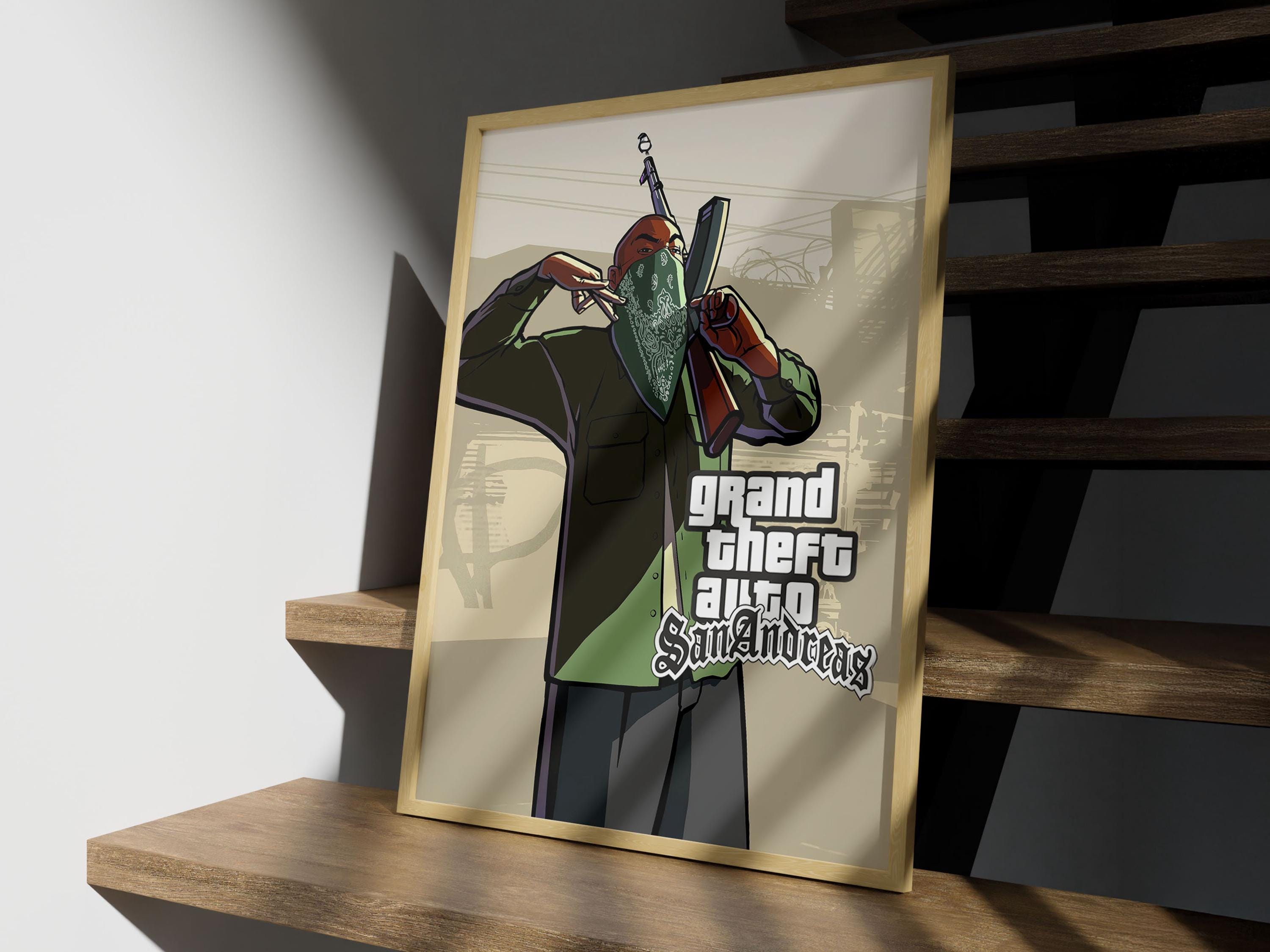 GTA San Andreas Poster, Gaming Wall Art, Rockstar Games Print, Retro ...