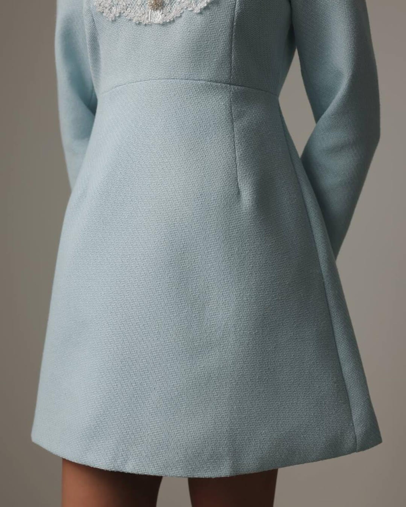 Blue Lace Collar Mini Dress: Fit & Flare Pearl Button Cocktail Dress - Etsy