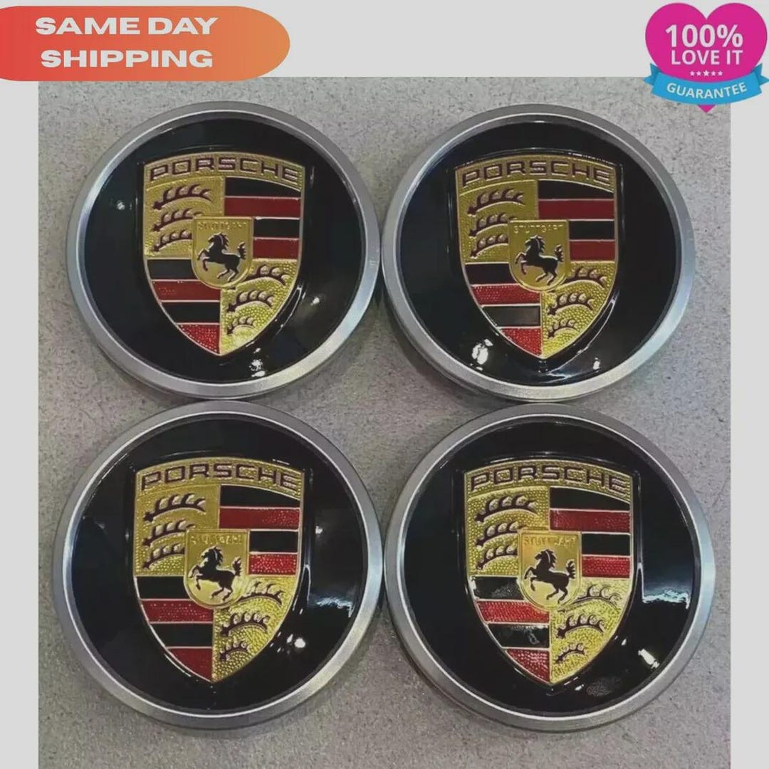 Porsche Wheel Center Caps 76mm: Gloss Black, Silver Crest (set of 4) - Etsy