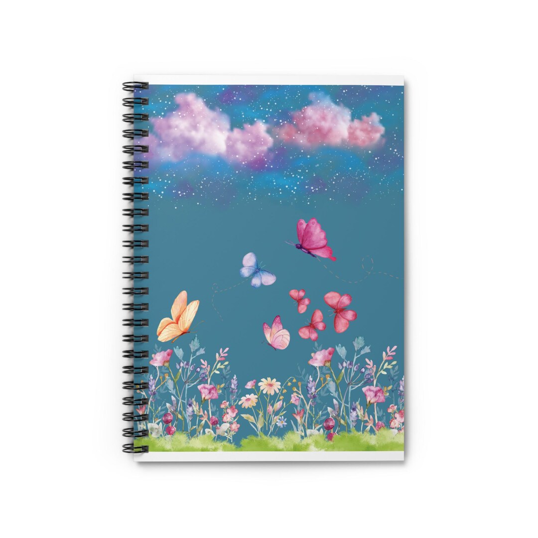 Whimsical Butterfly Spiral Notebook, Floral Journal, Gift for Nature ...