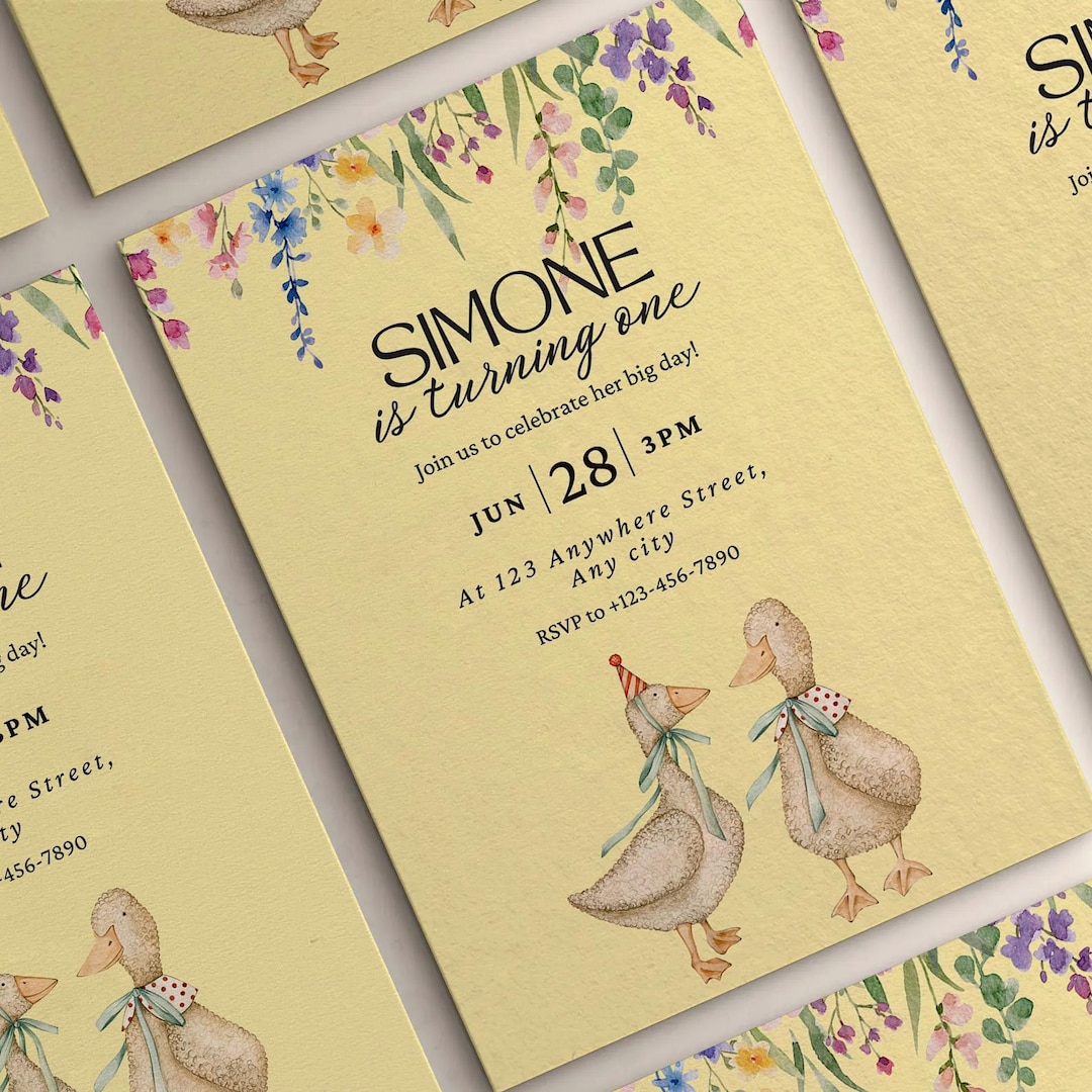 ANY AGE Goose Birthday Invitation, Editable Canva Template, Digital ...