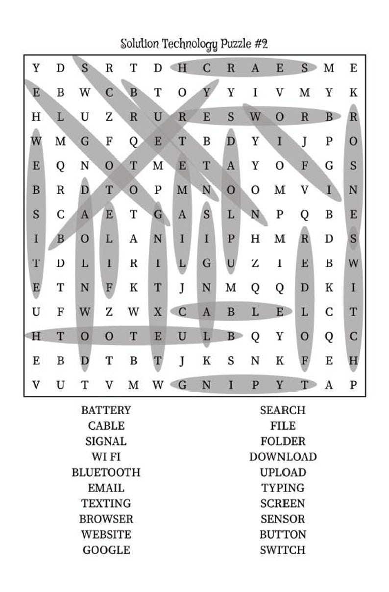 English Technology Word Search Puzzle Book for Adults – Printable ...