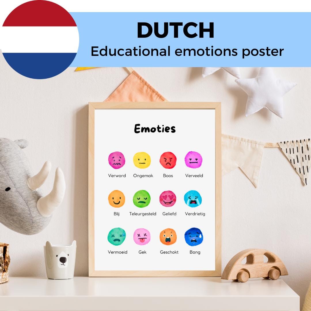 Emotions Poster Dutch | Emotion Cards | Therapy Poster Emotion ...